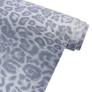 pearl leopard pattern vinyl, 11.8"x53" synthetic pu leatherette crafts fabric for diy bows jewelry doll decor projects, light blue