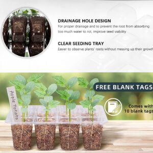 CANNABMALL Seedling Starter Trays 5 Packs Seed Starter Tray with Grow Light, Smart Controller Seed Starting Trays Kit with Humidity Dome (60 Cells) Indoor Gardening Plant Germination Trays Black