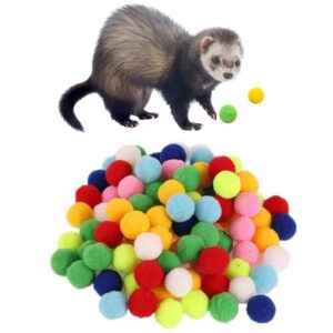 30 pcs ferret pom pom toy balls set - soft colorful lightweight plush interactive quiet pompom balls training playing exercise scratch chew toys for indoor ferret cat kitten assorted colors (30 pcs)