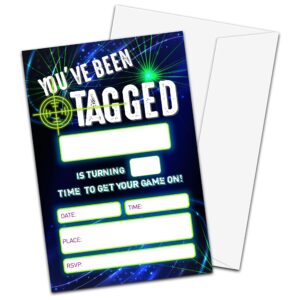 laser tag birthday invitations with envelopes(20-pack), you've been tagged, 4"x6" fill-in style birthday party invites-yqk-b25