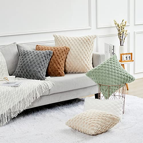 Yaertun Pack of 2 Super Soft Cozy Decorative Throw pillow covers Fuzzy Plush Faux Fur Luxury Cushion Cover Pillowcase for Sofa Couch Bed Livingroom 18x18 Inch White