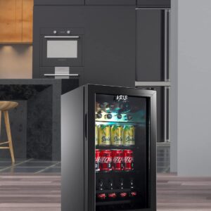 KRIB BLING Beverage Refrigerator Cooler 120 Can Freestanding Beverage Cooler with Adjustable Shelving Glass Door for Beer Soda or Wine for Home Office or Bar