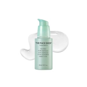 the face shop tea tree pore ampoule - soothes & moisturizes skin, exfoliating, hydrating face serum, minimizes pores - aha, bha, pha, hyaluronic acid, panthenol - korean skin care moisturizer