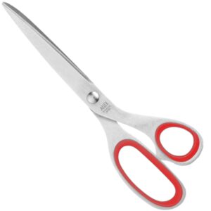 allex japanese office scissors for desk, extra large 7.8" all purpose scissors, made in japan, all metal sharp japanese stainless steel blade with non-slip soft ring, red