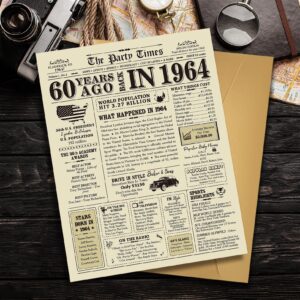 Ogeby Funny 60th Birthday Gifts for Women Men, Jumbo Back in 1964 Birthday Gifts Card, Vintage 60 Year Old Gifts for Dad Mom Grandma, Happy 60th Wedding Anniversary Cards Gifts