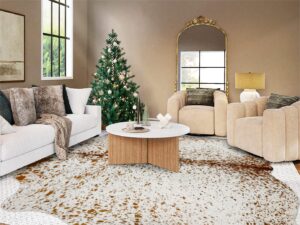 guyi rare faux cowhide rug 8x6 ft large cowhide modern cow rug tan area rugs for living room bedroom dinning room animal print rug