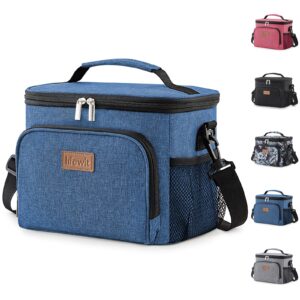 lifewit reusable insulated lunch bag for men, lunch box women, portable cooler freezable soft lunchbox leakproof with adjustable shoulder strap for adult for work picnic or travel, dark blue 9l