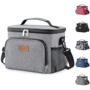 lifewit reusable insulated lunch bag for men, lunch box women, portable cooler freezable soft lunchbox leakproof with adjustable shoulder strap for adult for work picnic or travel, grey 9l