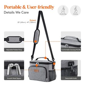 Lifewit Reusable Insulated Lunch Bag for Men, Lunch Box Women, Portable Cooler Freezable Soft Lunchbox Leakproof with Adjustable Shoulder Strap for Adult for Work Picnic or Travel, Grey 9L