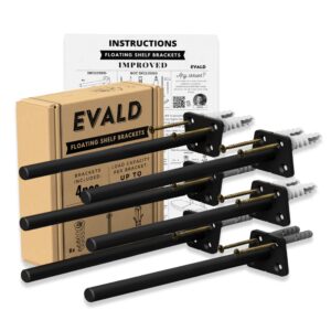 evald hidden floating shelf bracket | 8-inch heavy duty blind shelf support | kitchen shelf, fireplace mantel bracket | invisible wall mount bracket for home & office | floating shelf hardware 6 pack