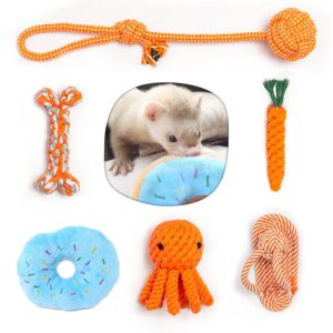 sit zit 6 pack ferret toys durable knotted rope tug perfect for teething mammals cotton rope chew toys interactive dog rope toy set machine-washable