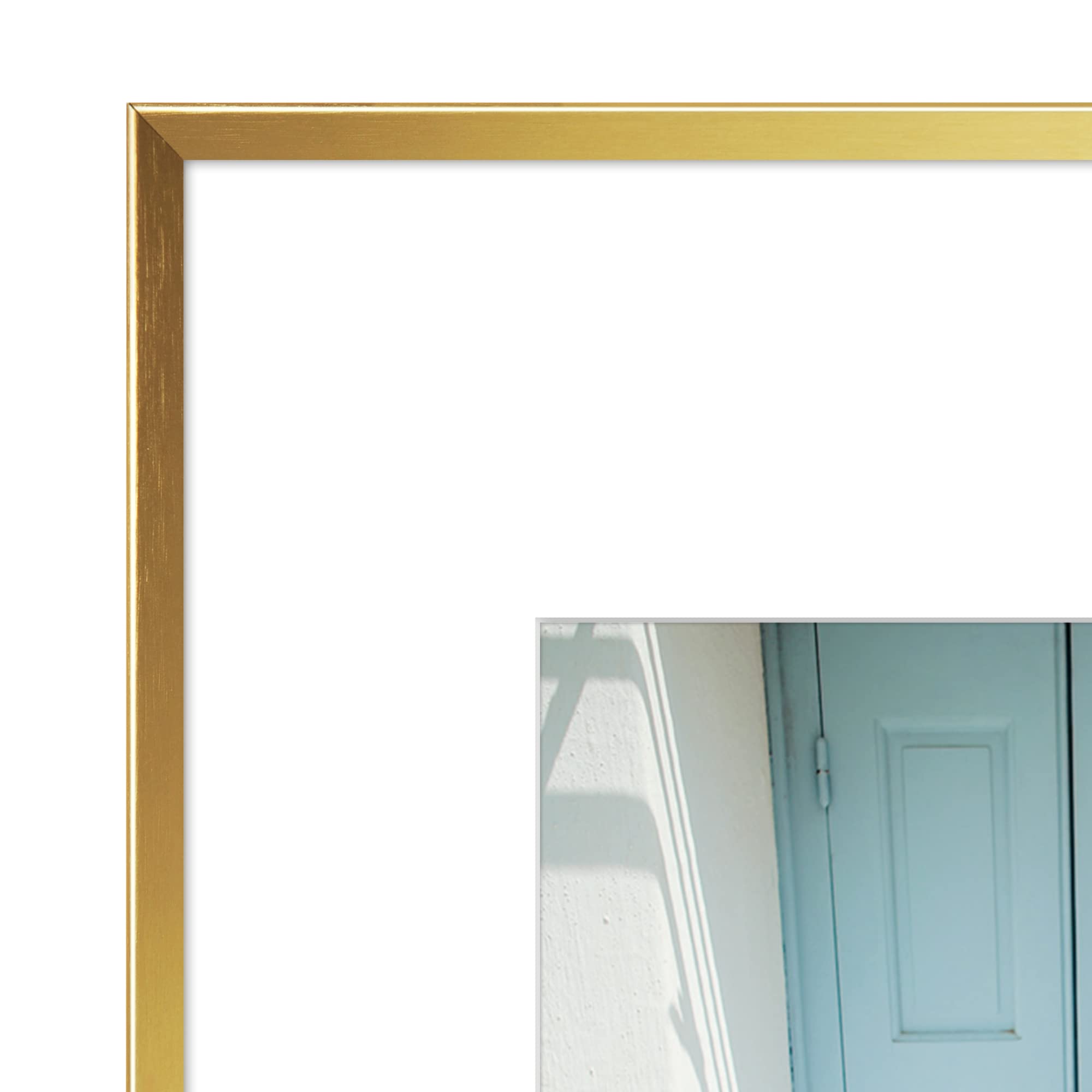 Americanflat Aluminum 11x14 Picture Frame in Gold - Use as 8x10 Picture Frame with Mat or 11x14 Frame Without Mat - Shatter Resistant Glass with Built-in Hanging Hardware for Wall