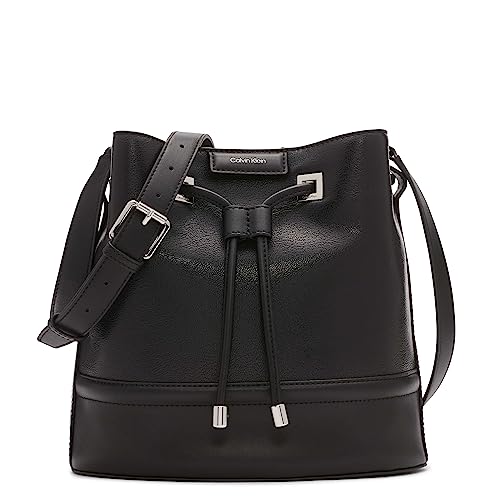 Calvin Klein Ash Bucket Crossbody, Black/Silver