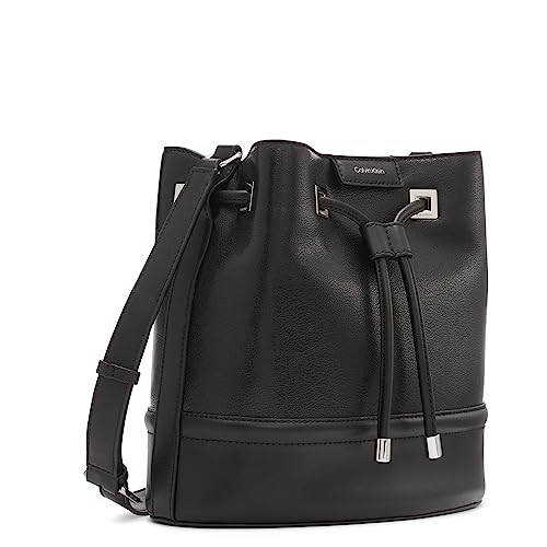 Calvin Klein Ash Bucket Crossbody, Black/Silver