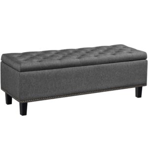 yaheetech ottoman with storage classic 49-inch entryway bench storage ottoman bench bench with storage coffee table footstool bench multipurpose foot rest sofa stool dark gray