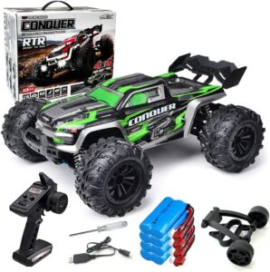 yidedraw 1:16 scale rc cars 50kmh 4wd remote control car high speed rc truck for adults boys 2.4ghz all terrains rc buggy off-road drift rc monster trucks with 3 batteries (green)