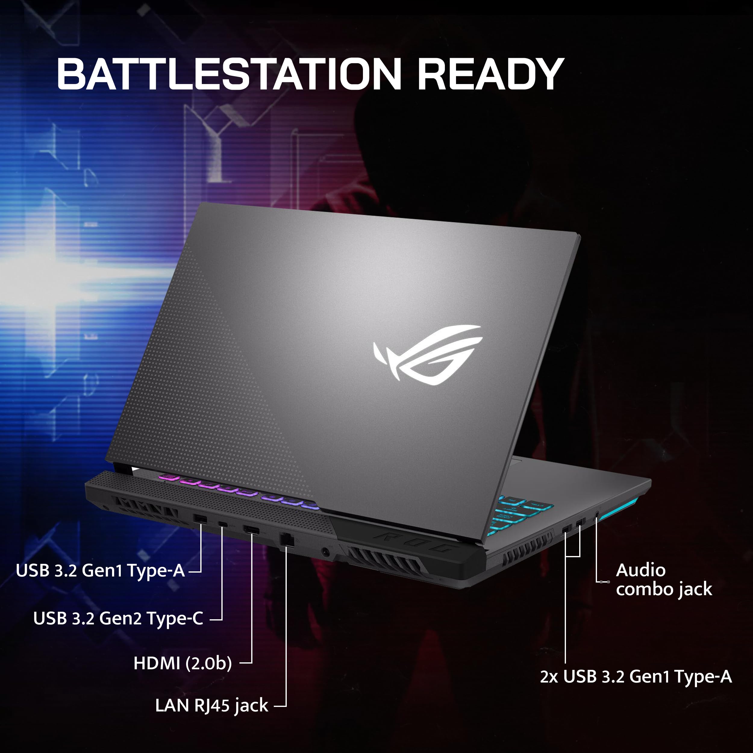 ASUS ROG Strix G15 Gaming Laptop, 15.6" FHD 144Hz Display, AMD Ryzen 7-4800H, 16GB RAM, 1TB PCIe SSD, RGB Backlit Keyboard, GeForce RTX 3060 6G, Wi-Fi 6, Win 11 Pro, Gray, 32GB USB Card