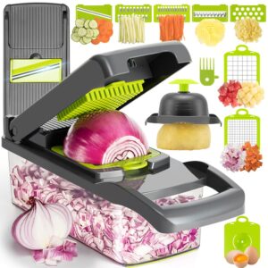 badelite multi-function vegetable chopper onion micer chopper 12 in 1 pro veggie slicer dicer cutter with container for potatoes, tomatoes, zucchini, garlic, eggs, cucumbers