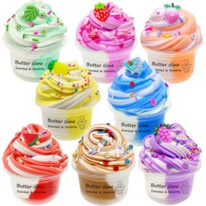 new butter slime 8 pack, scented slime for girls and boys party favor, birthday gifts, classroom, carnival prizes, goodie bag stuffers,soft and non-sticky