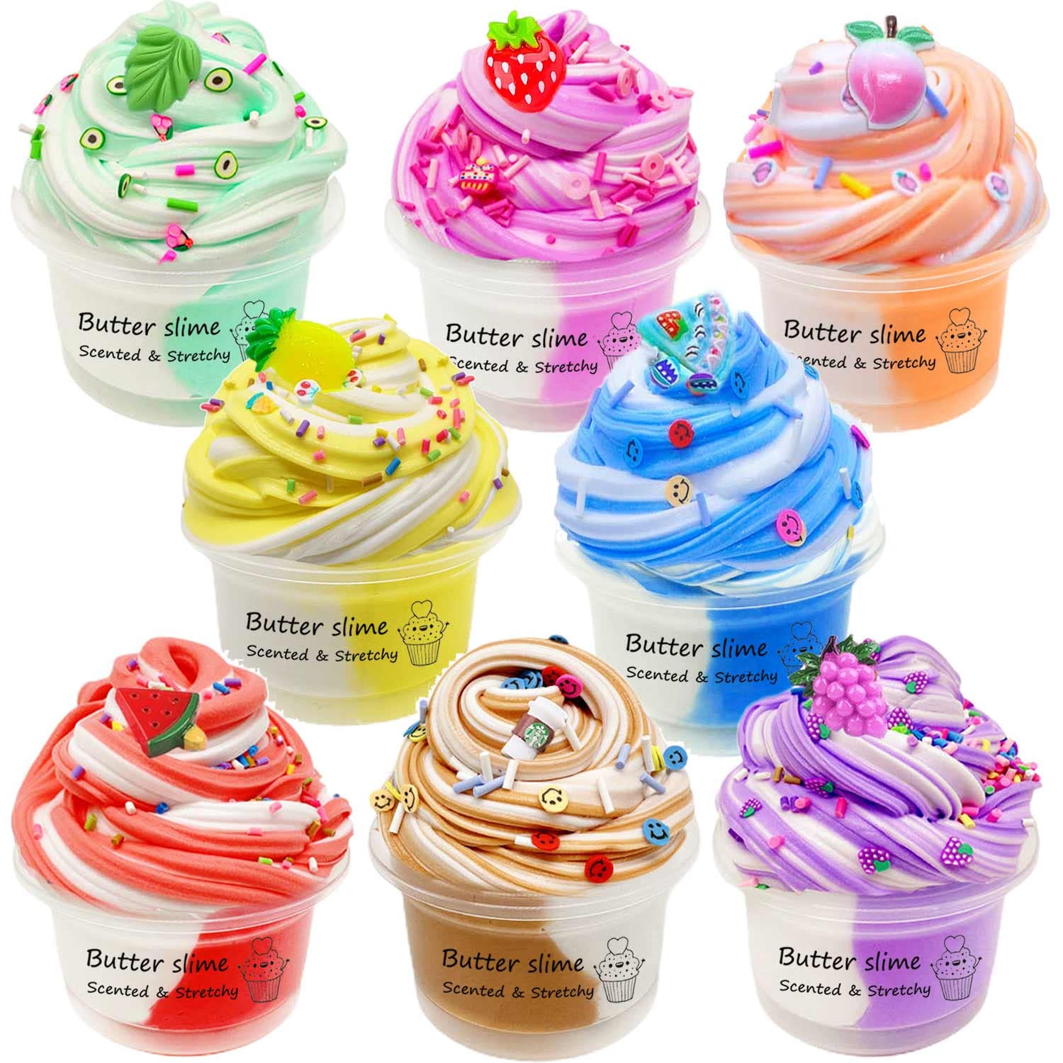 New Butter Slime 8 Pack, Scented Slime for Girls and Boys Party Favor, Birthday Gifts, Classroom, Carnival Prizes, Goodie Bag Stuffers,Soft and Non-Sticky