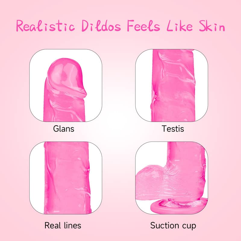 Dildo, Pink Dildo, Sexy Toys, Adult Toys, 8.5" Ultra Soft Lifelike Silicone Big Thick Dildo for Women with Strong Suction Cup G Spot Stimulator Adult Anal Toy Toys for Women or Beginer Sexual,Pink