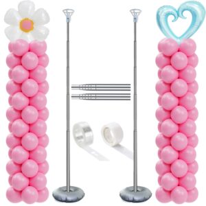 decojoy balloon column stand set of 2, adjustable 7 feet balloon arch stands with bases for floor, tall balloon tower pillar assembly kit for halloween, birthday, party decorations