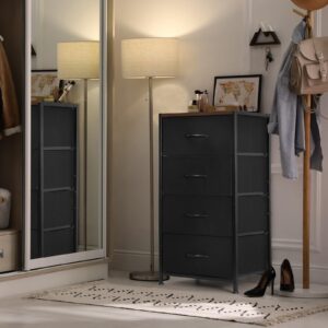 LIANTRAL Dresser for Bedroom, Fabric Dresser with 4 Drawers, Small Chests of Drawers for Closet, Living Room, Hallway, Entryway, Dorm, Storage Tower with Sturdy Steel Frame & Wood Top, Black