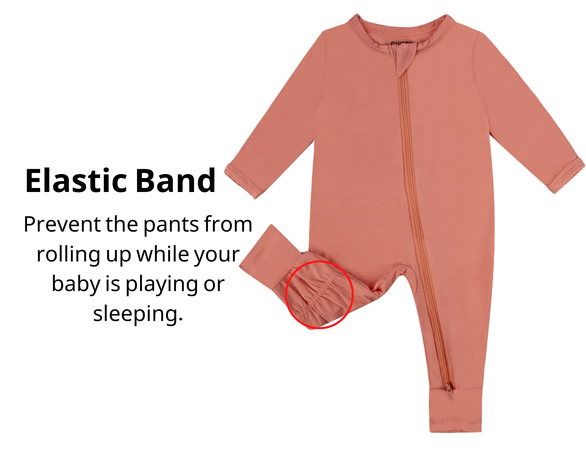 GUISBY Rayon Baby Romper, Soft Long Sleeve with 2-way Zippers Pajamas Orange-Pink 3-6 Months