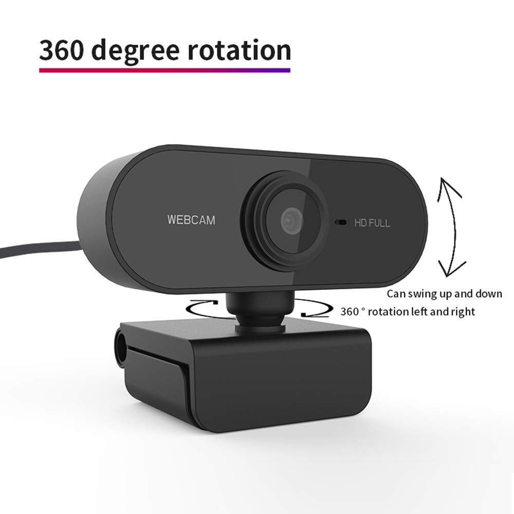 QEBIDUM Computer Camera PC Webcam Full HD 1080p 360 Degrees Wide Angle 30fps Video USB Web Cam with Microphone for Mac Laptop Desktop Conferencing Chatting and Live Streaming