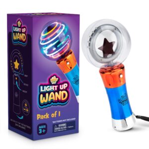 IPIDIPI TOYS Spinning Light Up Wand for Kids - Light Up Spinner Toy, Spinning Globe Toy, Special Needs Sensory Toys for Children with Autism, 4th of July Toys (Pack of 2)