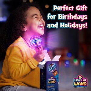 IPIDIPI TOYS Spinning Light Up Wand for Kids - Light Up Spinner Toy, Spinning Globe Toy, Special Needs Sensory Toys for Children with Autism, 4th of July Toys (Pack of 2)