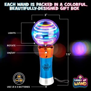 IPIDIPI TOYS Spinning Light Up Wand for Kids - Light Up Spinner Toy, Spinning Globe Toy, Special Needs Sensory Toys for Children with Autism, 4th of July Toys (Pack of 2)