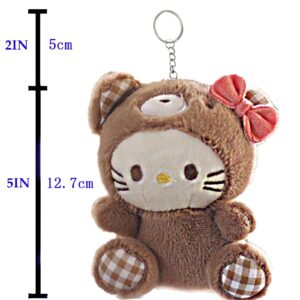 Kawaii Plush Keychain 5IN, Soft Kitty Plush Stuffed Animals Toys, Novelty Cartoon Anime Plush Key Chain for Boys Girls Fans Kids Family Birthday Party Favor