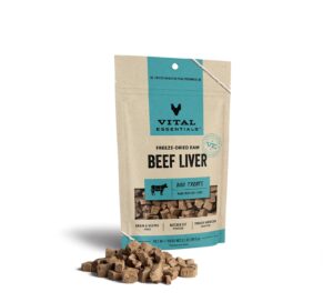 vital essentials freeze dried raw single ingredient dog treats, beef liver, 2.1 oz