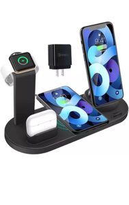 wirless charger 4 in 1 multifunction chargers 15w fast 6 in 1 charging dock for airpods watch phone iphone 14/13/12/11/pro/pro max/x/xmax (black)