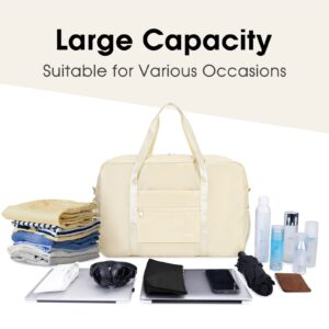 Sports Gym Bag with Wet Pocket & Shoes Compartment, Travel Duffel Bag for Men and Women Lightweight Fabric upgrade, Beige