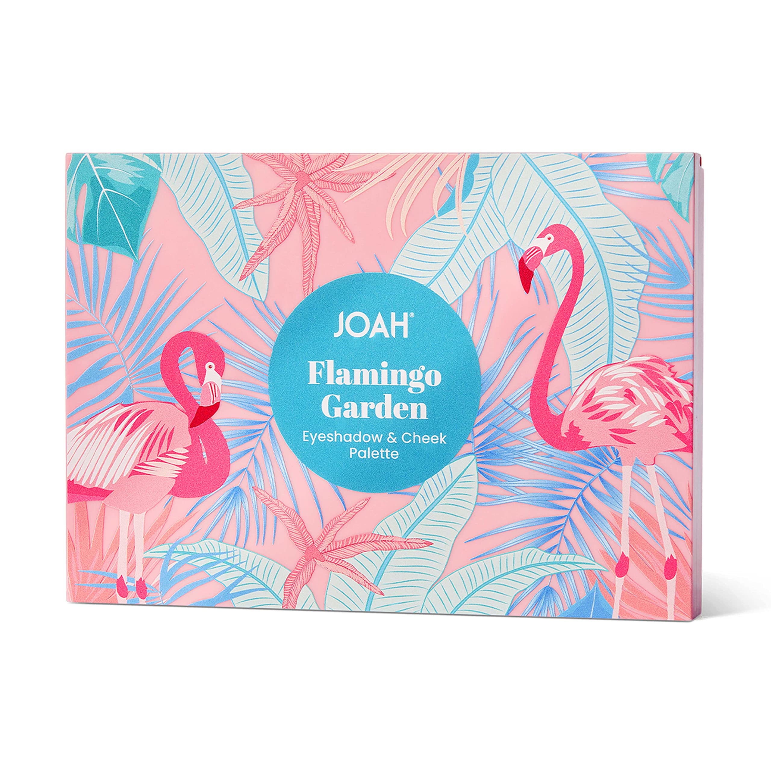 JOAH Beauty Flamingo Garden Cheek and Eyeshadow Palette, Highly Pigmented, Includes 5 Tropical Colored Eye Shadows, 2 Natural Blush Shades & 1 Pink Shimmer Highlighter, 1 Eye & Cheek Makeup Kit