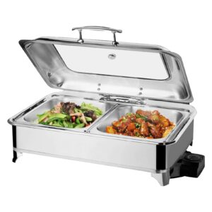 9l food warmer for party buffet, electric chafing dish with temperature control, stainless steel dish for parties, buffet equipment for restaurant(size:1/2)