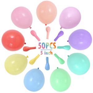 beishida 50pack 5 inch pastel balloons thick mixed color balloon, multicolored macaron mixed color latex balloons for birthday wedding reception engaged baby bridal gift party decorations