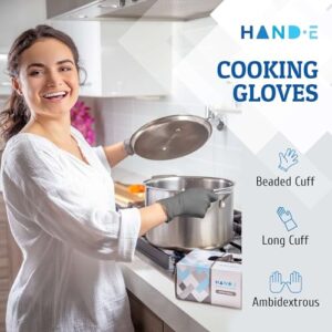 Hand-E Touch Disposable Gray Nitrile Gloves Medium 100 Count - Latex Free Medical Exam Gloves, Powder Free Food Safe Cooking Gloves