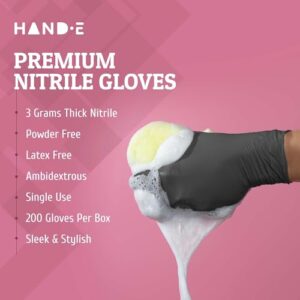 Hand-E Touch Disposable Gray Nitrile Gloves Medium 100 Count - Latex Free Medical Exam Gloves, Powder Free Food Safe Cooking Gloves