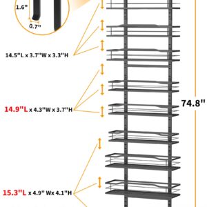 Moforoco 9-Tier Over The Door Pantry Organizer, Pantry Organization and Storage, Black Hanging Basket Wall Spice Rack Seasoning Shelves, Home & Kitchen Bedroom Bathroom House Essentials