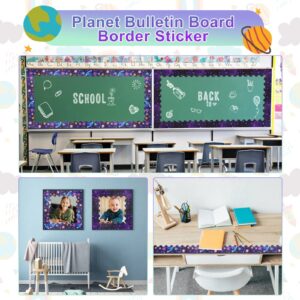 2 Rolls Bulletin Board Borders,100 ft Galaxy Scalloped Borders Trim for Bulletin Boards, Desks, Lockers, Home, School or Classroom Decor (Starry Sky and Outer Space)