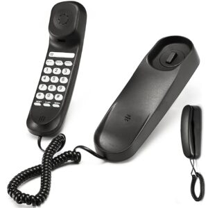 corded phone, landline phone for home, mini phone use hd call ic chip, used in hotel/office/bank call center (black)