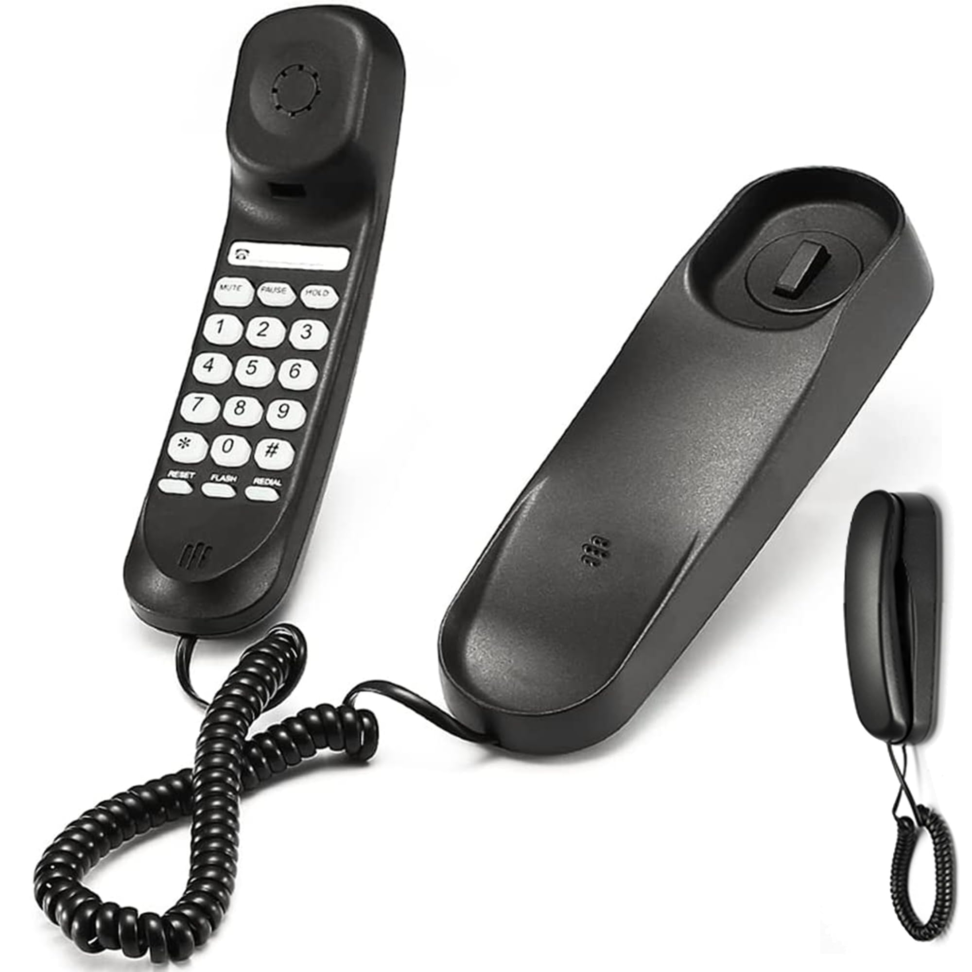 Corded Phone, Landline Phone for Home, Mini Phone Use HD Call IC Chip, Used in Hotel/Office/Bank Call Center (Black)