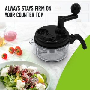 Salsa Maker and Nut Chopper Manual Hand Slicer - Manual Food Processor with Pure Steel Blade – Ergonomic Handle and Rotary Style Hand Chopper for Vegetables, Nuts, Fruits, Salad, Etc