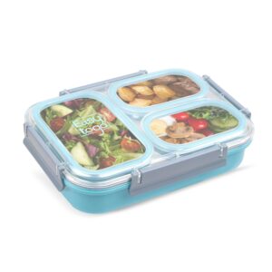 Easy Togo 3 Compartment Stainless Steel Bento Box, 40oz Meal Prep Containers Reusable Lunch Box for Adults, Leak & Spill Proof Design Snack Box, Salad, Fruit, Food Container with Lids, Blue Lunchbox