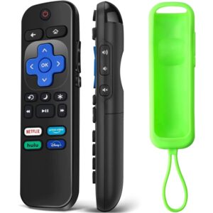 universal tv remote for all roku tv with luminous protective case,replacement for tcl roku/for hisense roku/for sharp roku tv,tv remote with netflix disney+/hulu/prime video