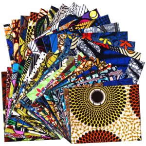 mixweer 40 pcs african cotton fabric square no repeat quilting fabrics bundles african wax fabric cotton ankara fat quarters for diy sewing cloths handmade accessories (20 x 16 inch)