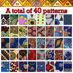 Mixweer 40 Pcs African Cotton Fabric Square No Repeat Quilting Fabrics Bundles African Wax Fabric Cotton Ankara Fat Quarters for DIY Sewing Cloths Handmade Accessories (20 x 16 Inch)